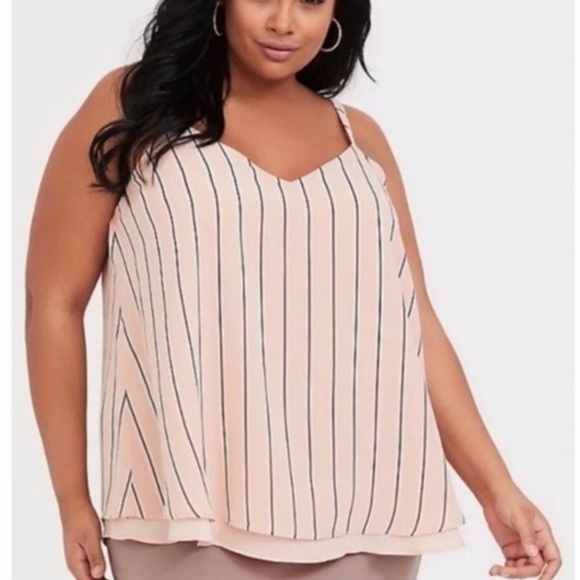 torrid | Tops | Torrid Blush Stripe Double Layer Swing Cami | Poshmark